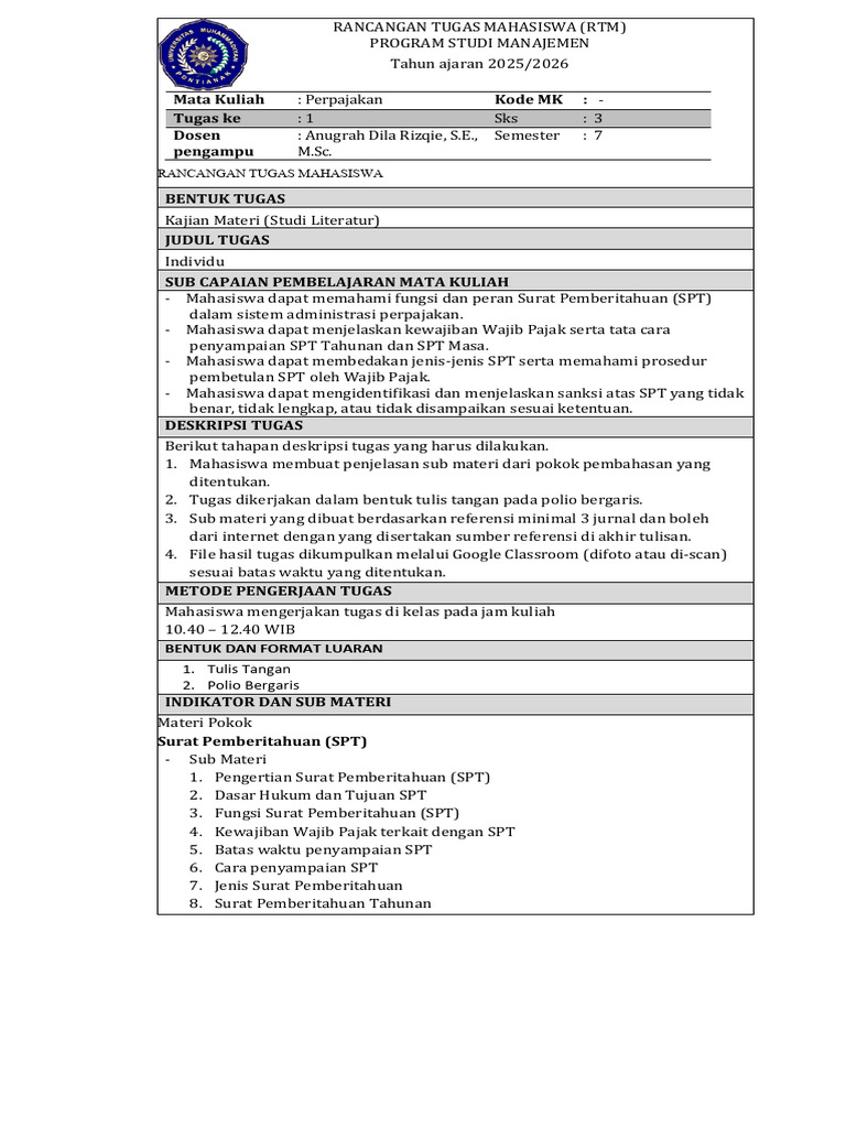 RTM Perpajakan | PDF