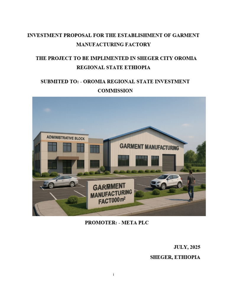 Garment Factory Investment Proposal Ethiopia | PDF | Expense | Clothing