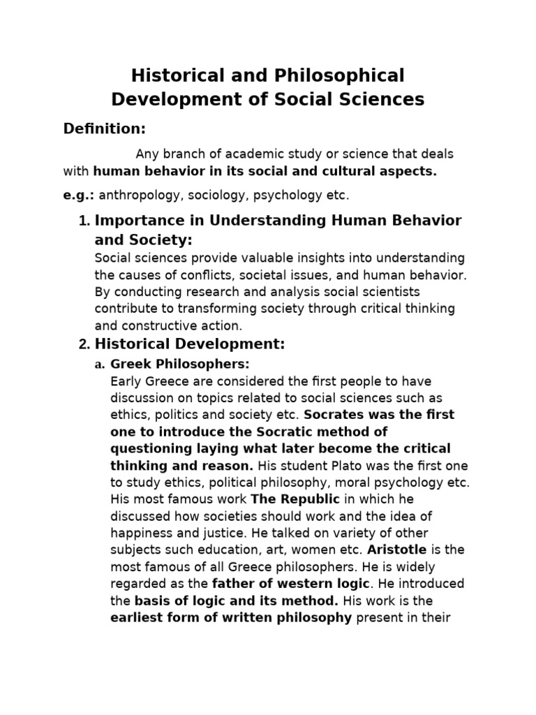 Philosophical and Historical Development of Social Scences | PDF ...