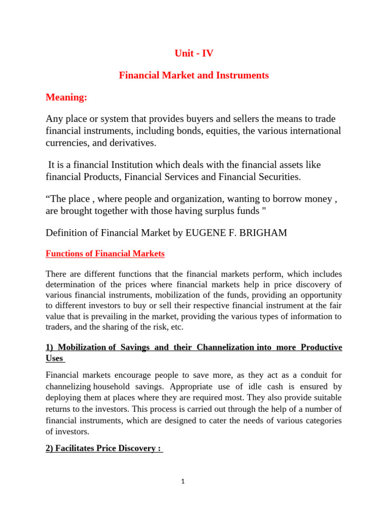 Understanding Financial Markets and Instruments | PDF | Money Market ...