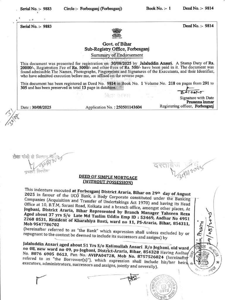 Registered Deed Document - 250501143604 | PDF