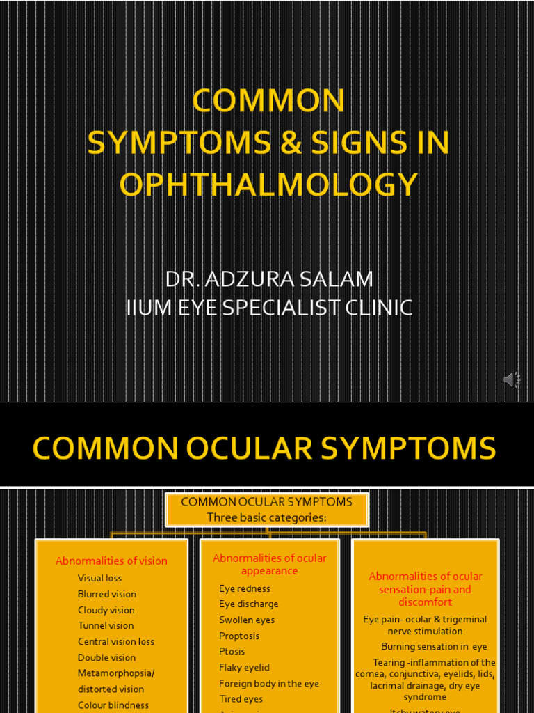Common Sign and Symp in Ophth | PDF | Human Eye | Visual Impairment