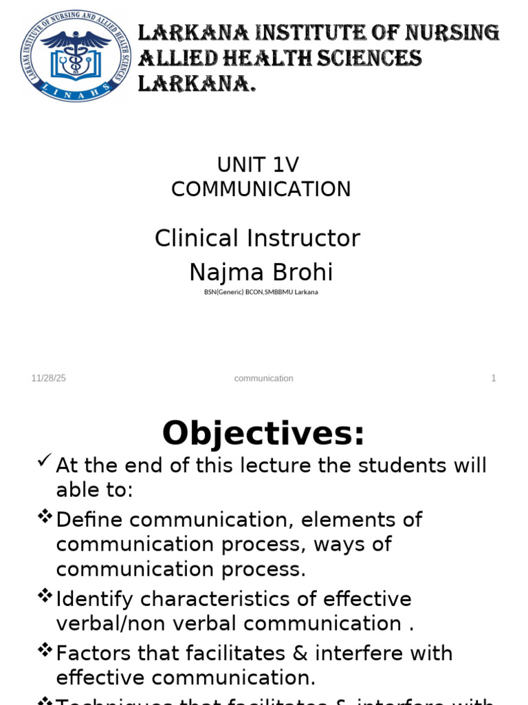 Unit 4 Communication Lecture | PDF | Communication | Nonverbal ...