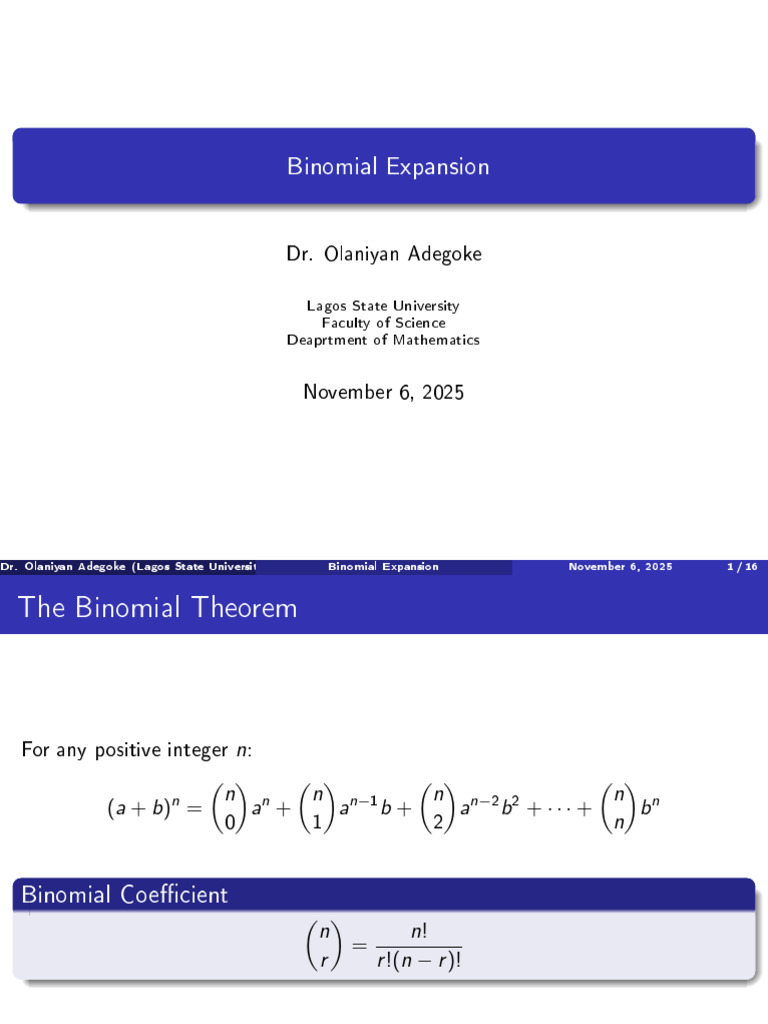 Understanding Binomial Expansion | PDF | Numbers | Mathematical Analysis