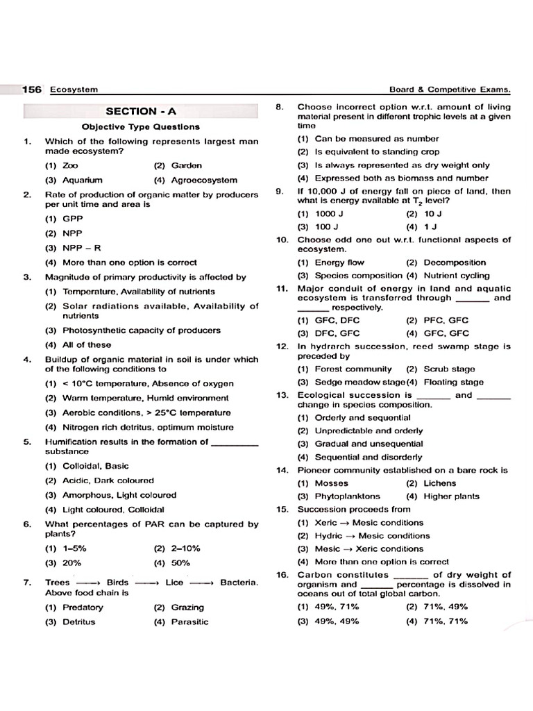 Ecosystem Practice Ques | PDF