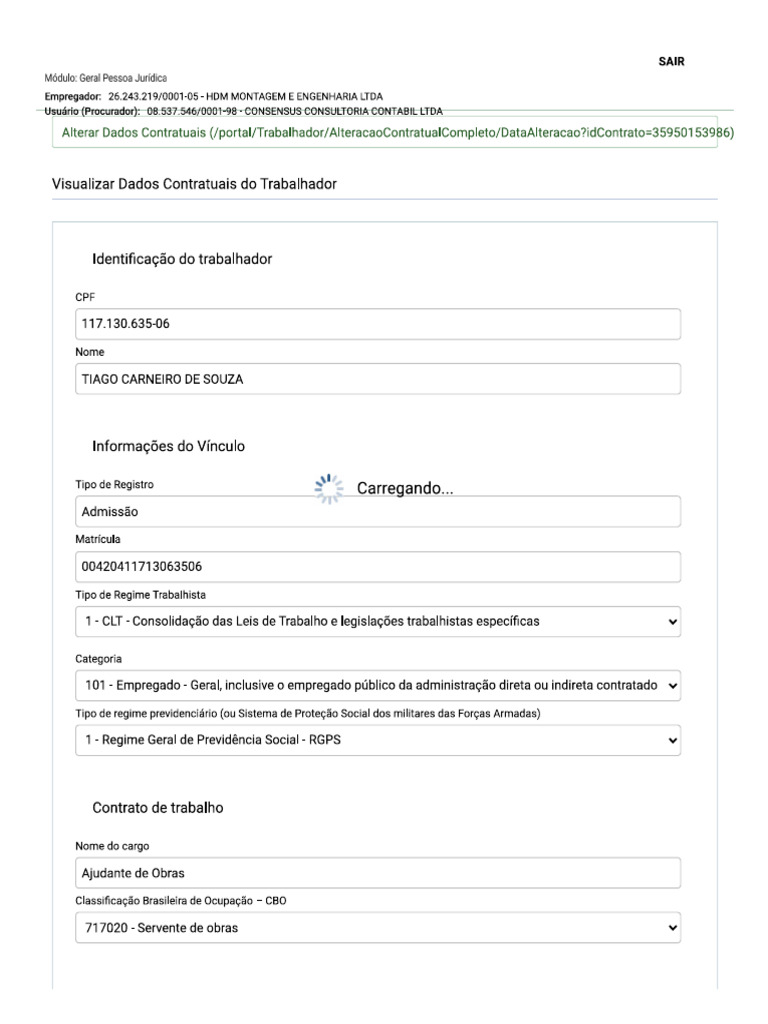 Esocial - Tiago Carneiro de Souza | PDF