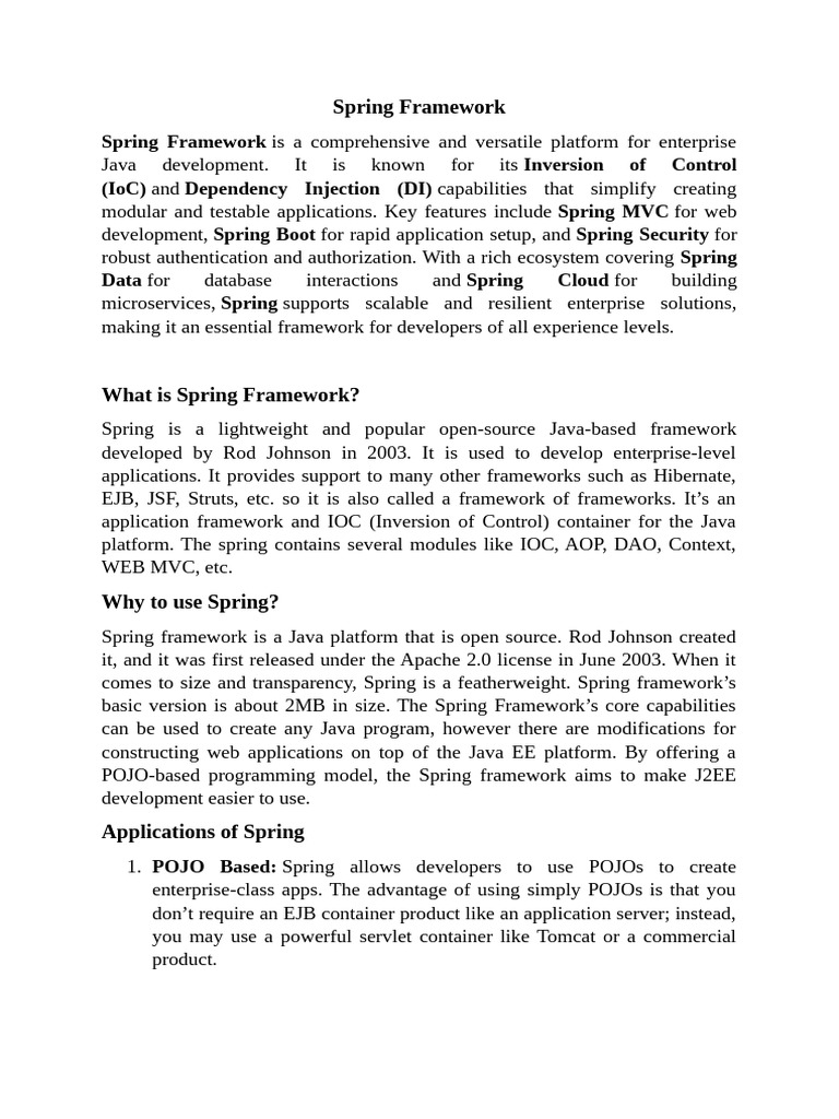 Spring Framework | PDF | Spring Framework | Software Design