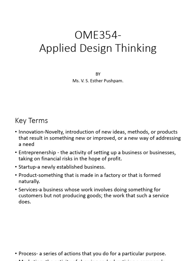 OME354-ppt | PDF | Design Thinking | Innovation
