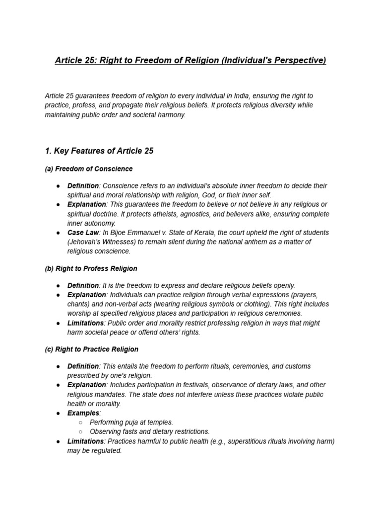 Article 25-28 Right To Freedom of Religion | PDF | Freedom Of Religion ...