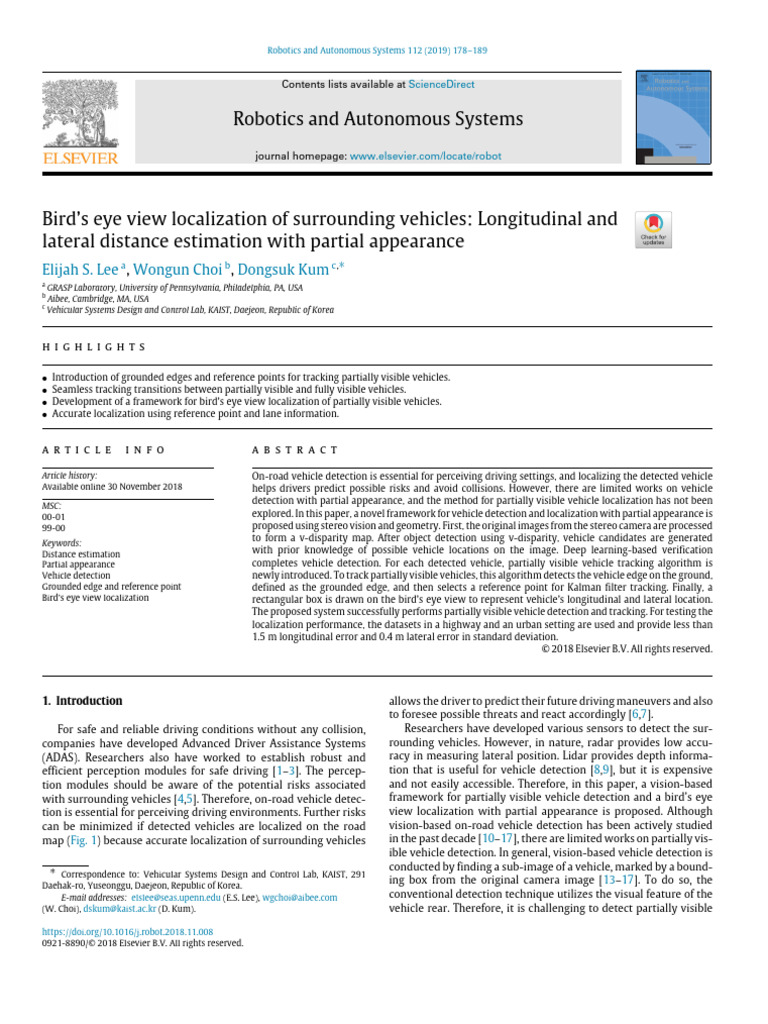 Bird's Eye View Localization of Surrounding Vehicles - Longitudinal and ...