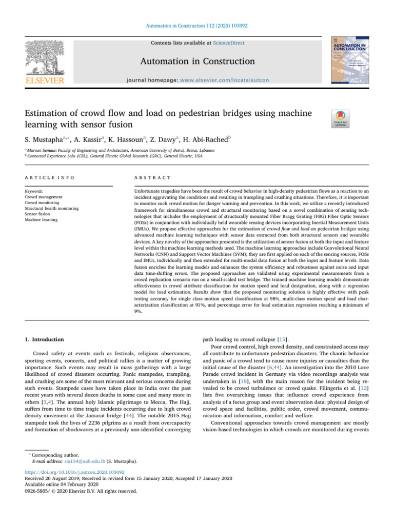 Estimation of Crowd Flow and Load On Pedestrian Bridges Using Machine ...