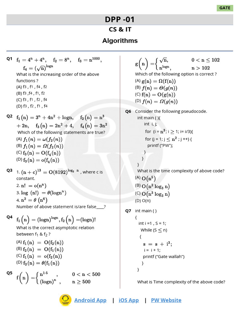 Algorithms DPP 01 | PDF | Mathematical Analysis | Mathematics