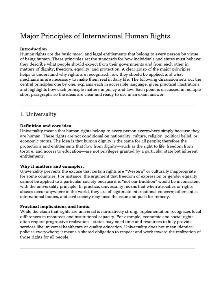 Major Principles of Hr | PDF | Human Rights | Accountability