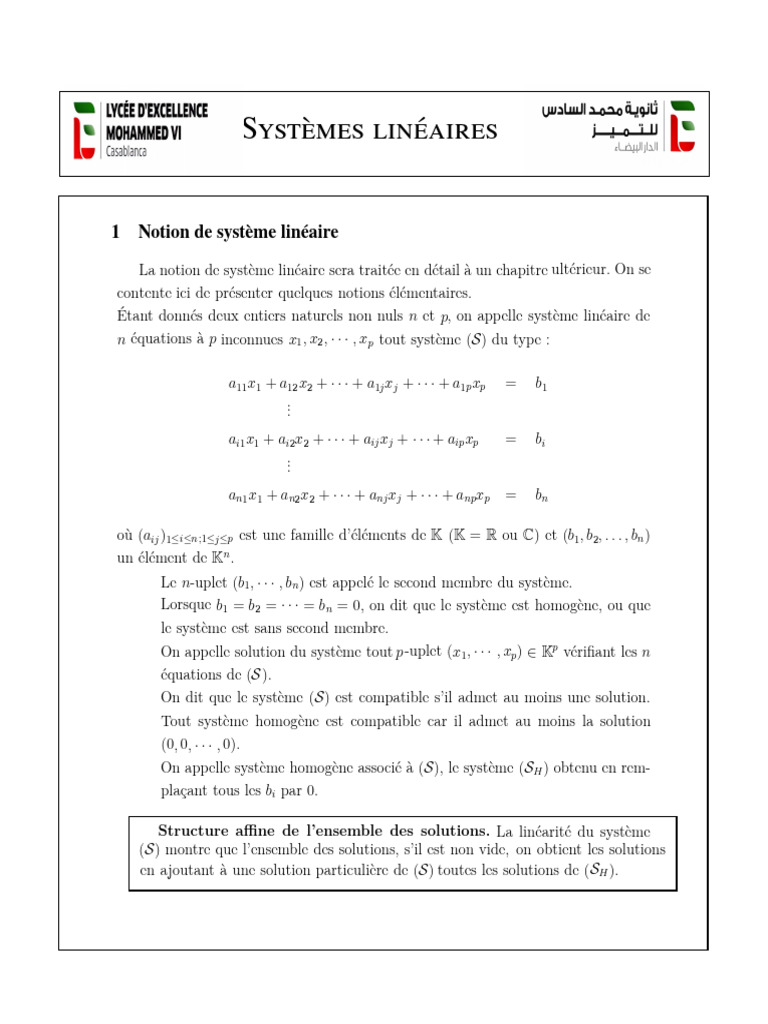 Introduction aux systèmes linéaires | PDF | Système d'équations ...