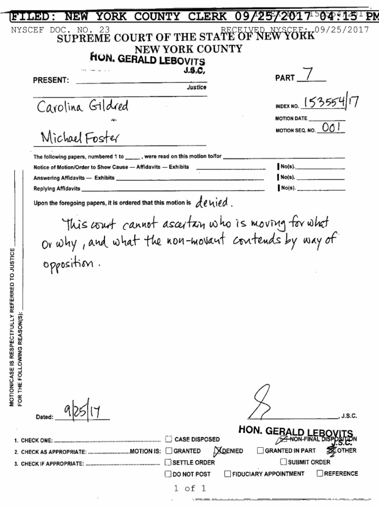 New York Supreme Court Motion Denial | PDF | Practice Of Law | Judiciaries