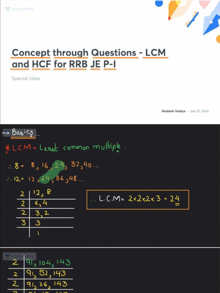 LCM and HCF - Shailesh Sir | PDF