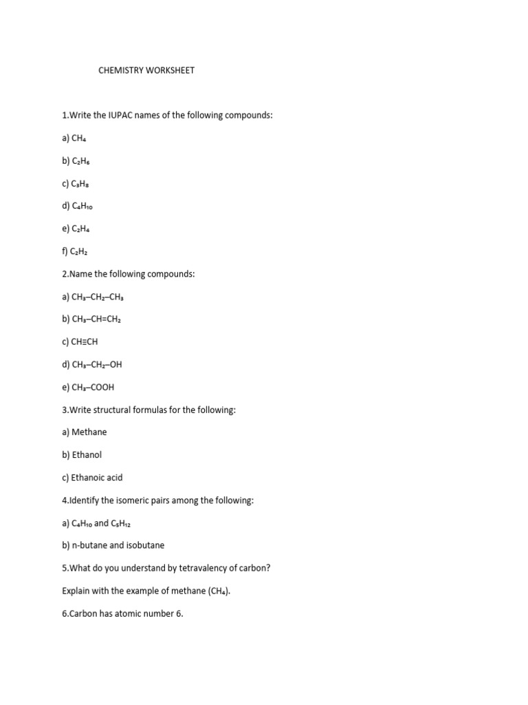 Carbon, Worksheet | PDF