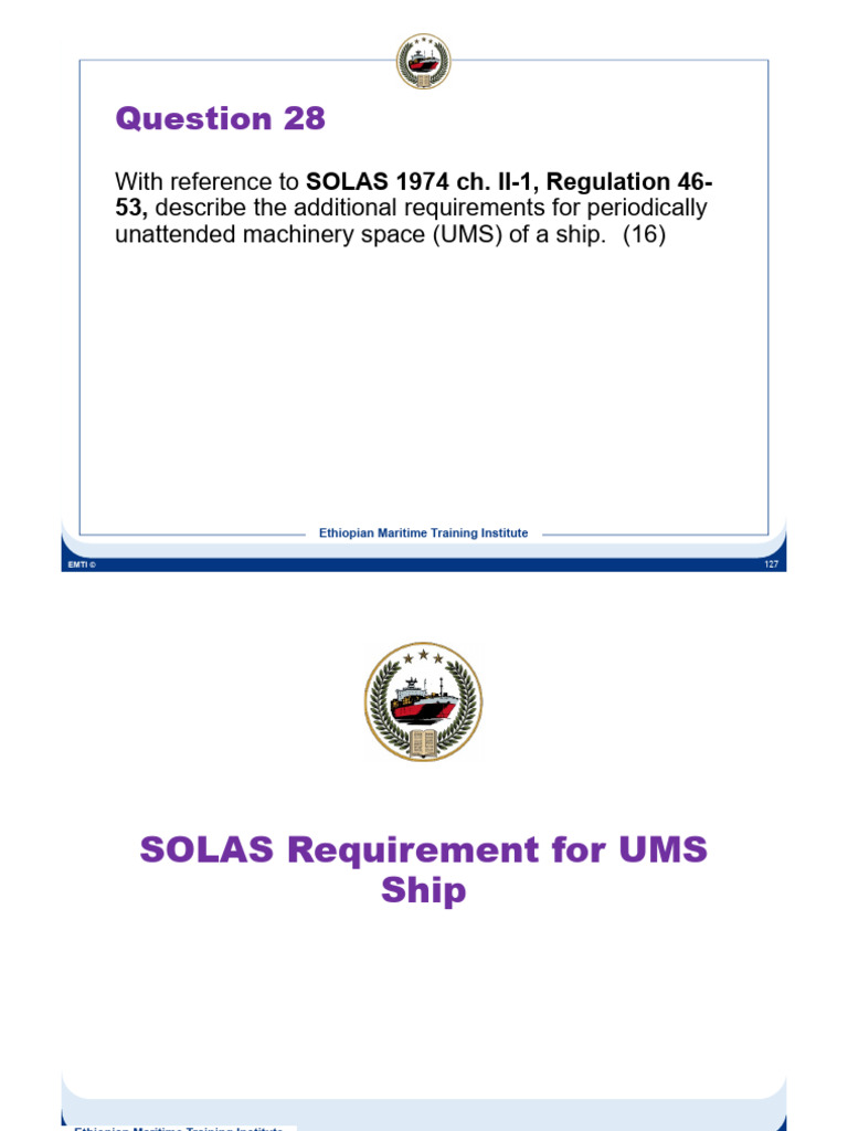 04 Sample Answer UMS SOLAS Requirements WM | PDF