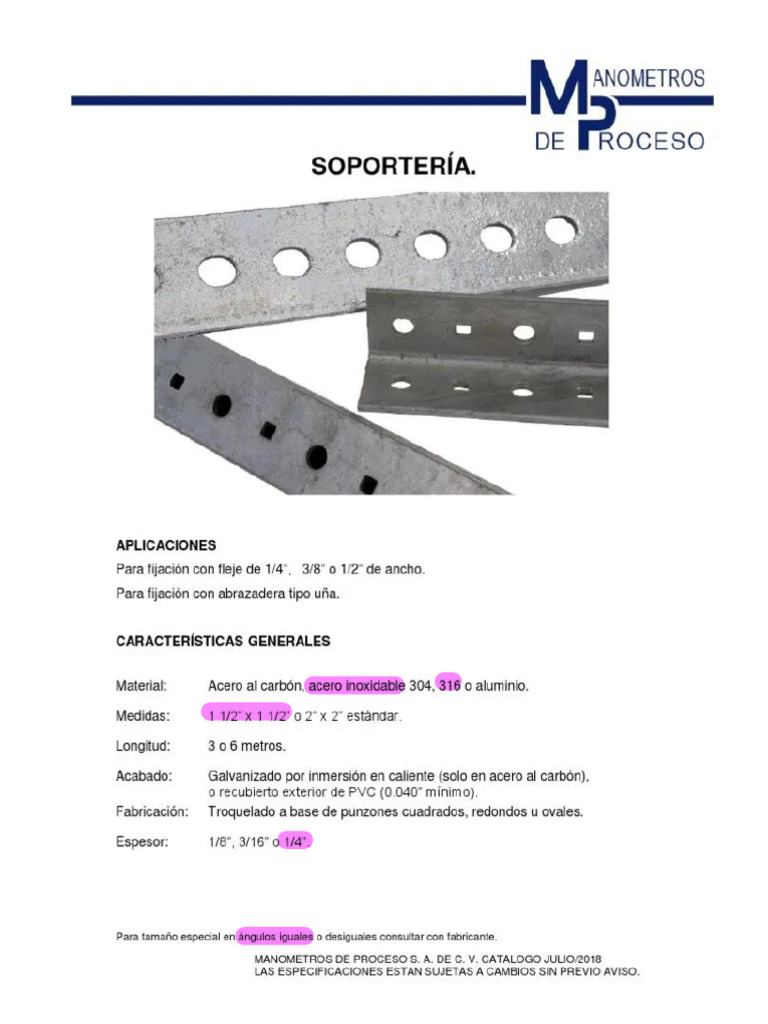 3.894 - Ángulo Perfil Multi-Perforado Estándar Lados Iguales Li 1 1 ...