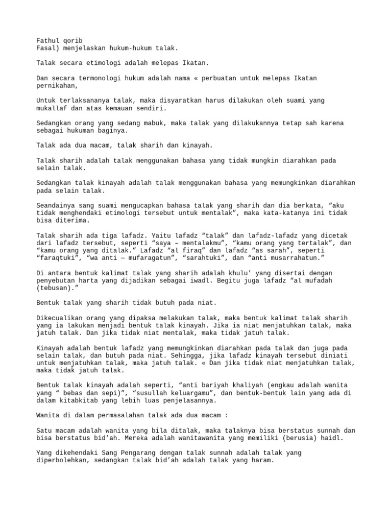 Hukum Talak: Jenis dan Ketentuan | PDF