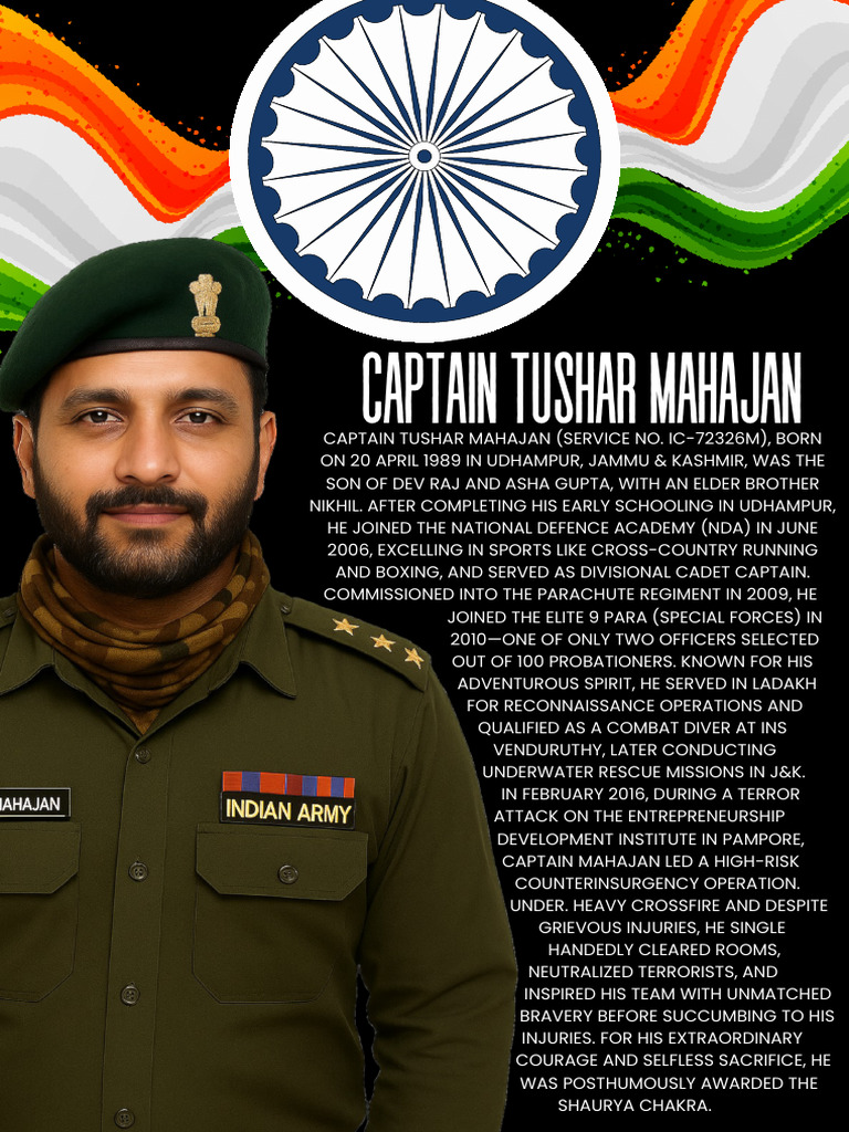Captain Tushar Mahajan: Shaurya Chakra Hero | PDF