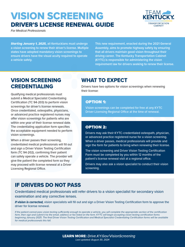 Kentucky Driver License Vision Screening | PDF | Driver's License ...