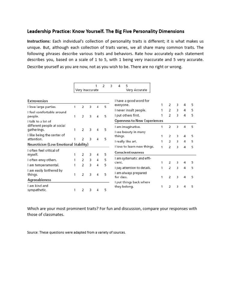 The Big Five Personality Dimensions-Cap4 | PDF