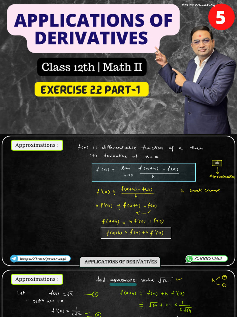 10 PWA Application of Derivatives Ex 2.2 Part 1 | PDF | Derivative | Functions And Mappings