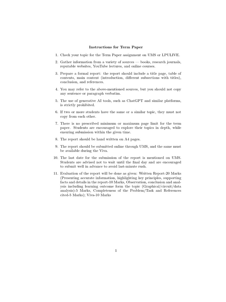 Termpaper Guidelines | PDF