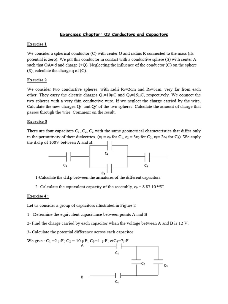 Exercises Chapter3 | PDF | Capacitor | Capacitance