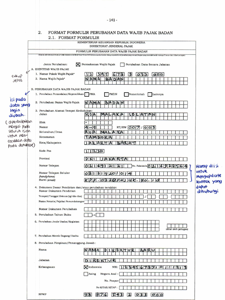 Contoh Perubahan Data Badan | PDF