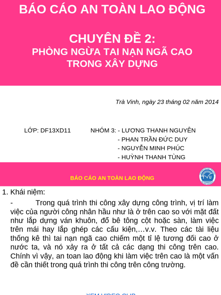 Tai Nan Nga Cao Trong XD | PDF