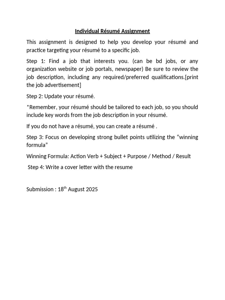 Résumé Assignment | PDF