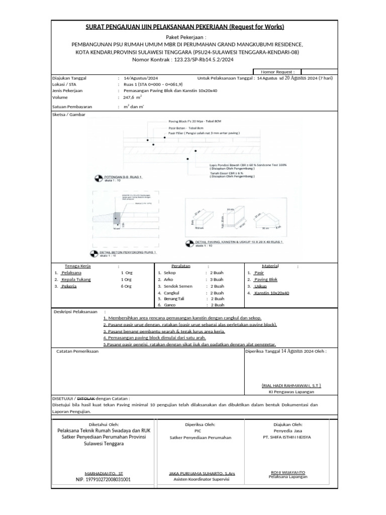 Request Pekerjaan Ruas 1 | PDF