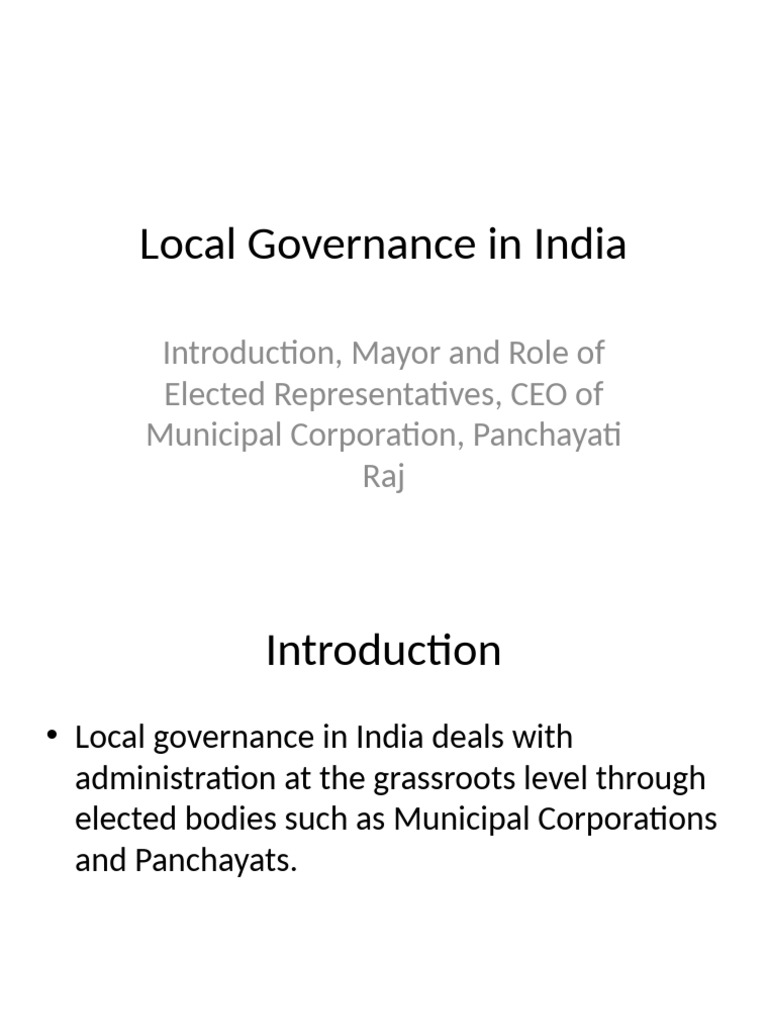 Local Governance in India Presentation | PDF | Governance | Economies