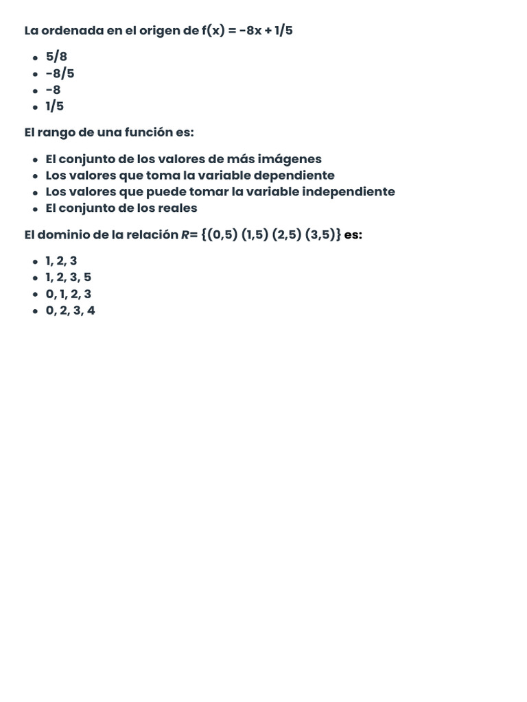 La Ordenada en El Origen de F (X) - 8x + 15 | PDF