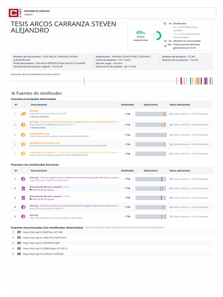 Detailed Report Es Tesis Arcos Carranza Steven Alejandrotxt | PDF