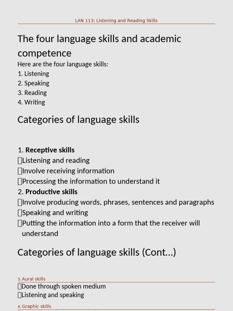 Lan 113 Ppt - Handout[1] | PDF | Communication | Nonverbal Communication