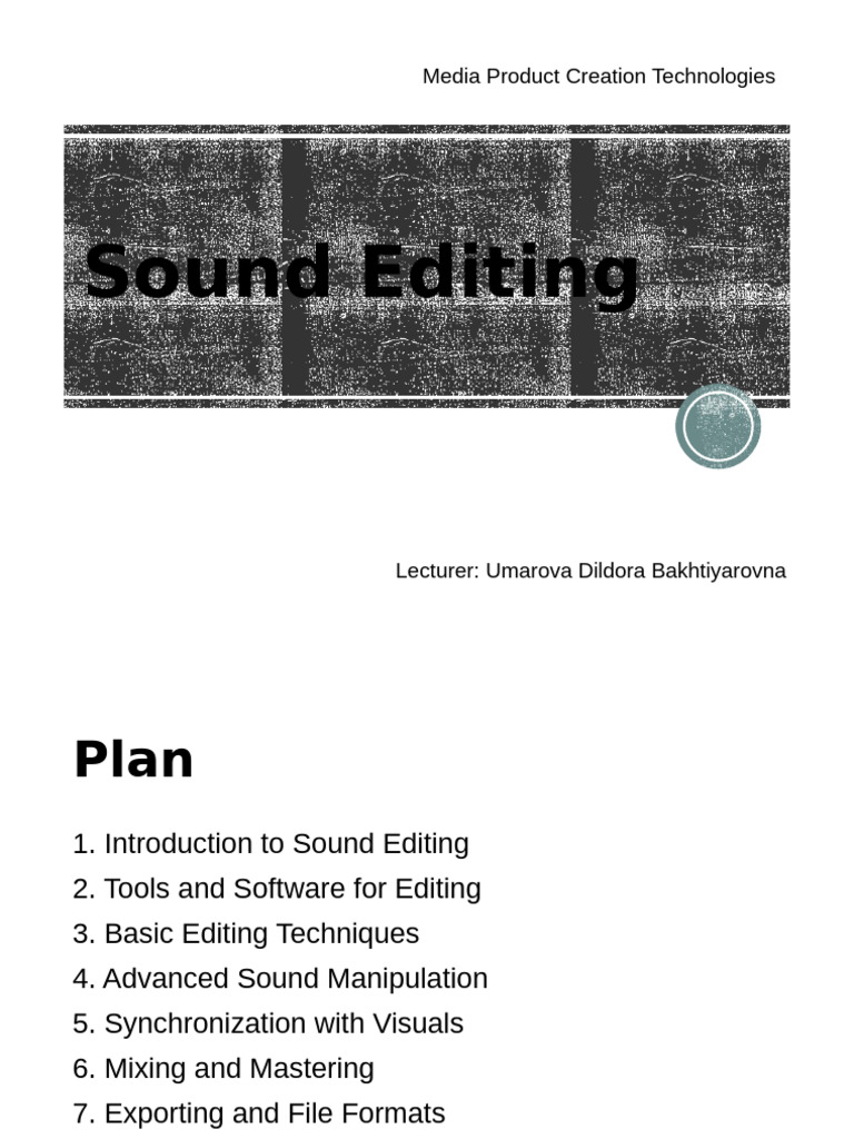 L11 Sound Editing. | PDF