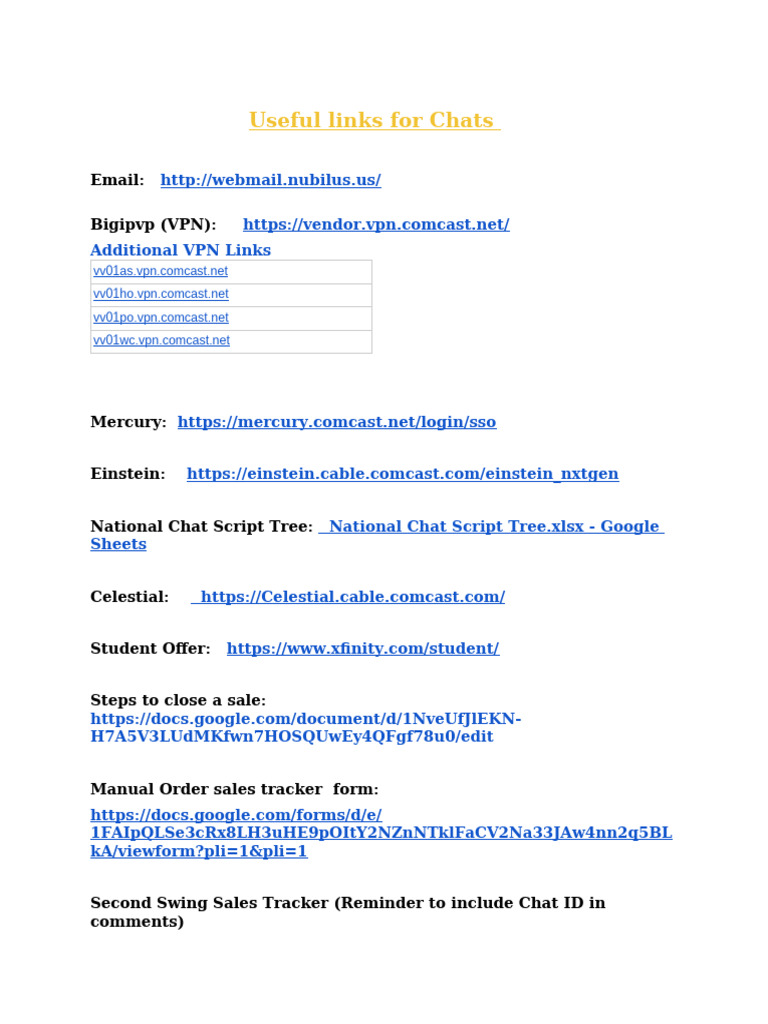 Chats Cheat Sheet and Links | PDF | Telecommunications | Service Industries