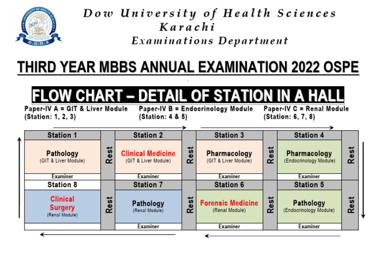 Flow Chart of OSPE Stations MBBS 3rd Professional GIT LIVER RENAL ENDO | PDF