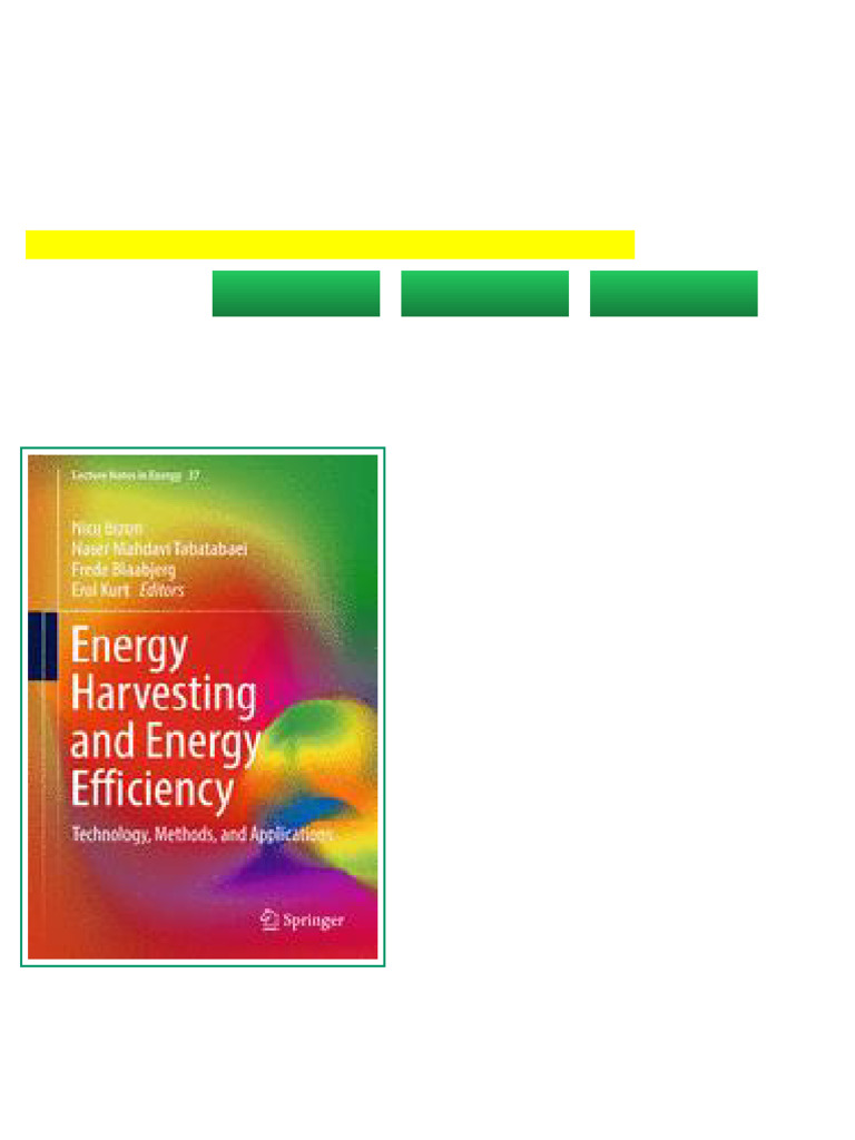 Energy Harvesting and Energy Efficiency Technology Methods and Applications 1st Edition Nicu ...