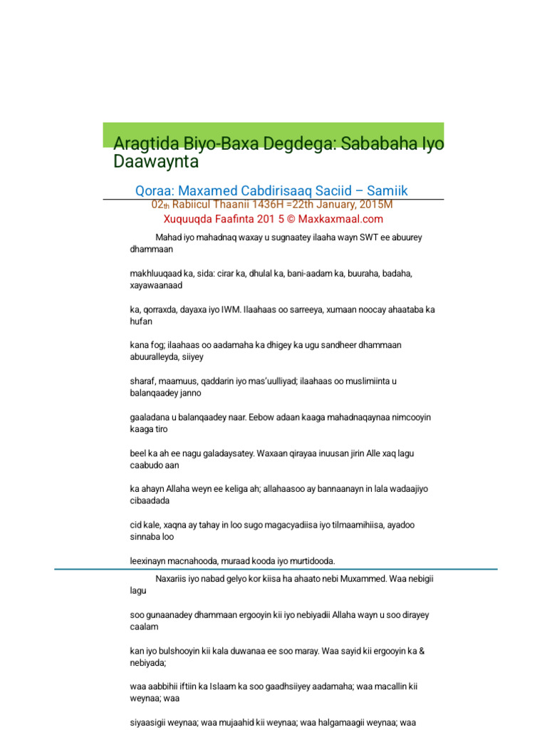 @somalibooks Aragtida Biyo Baxa | PDF