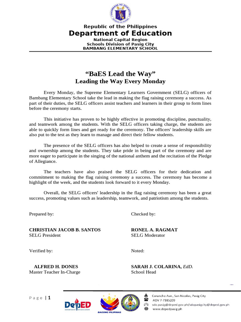 Baes Selg Lead The Way Project 2024 | PDF