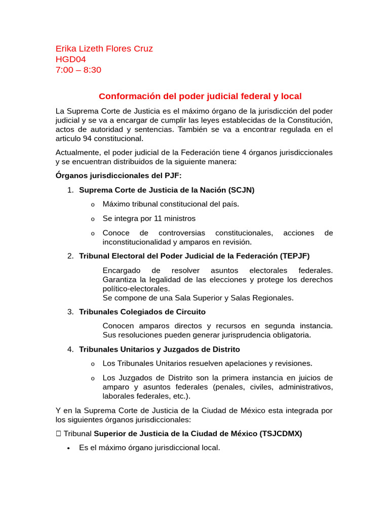 Conformación Del Poder Judicial Federal y Local | PDF | Judicaturas ...