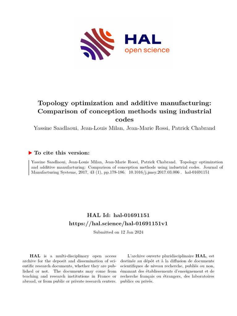Topology Optimization and Additive Manufacturing | PDF | 3 D Printing ...
