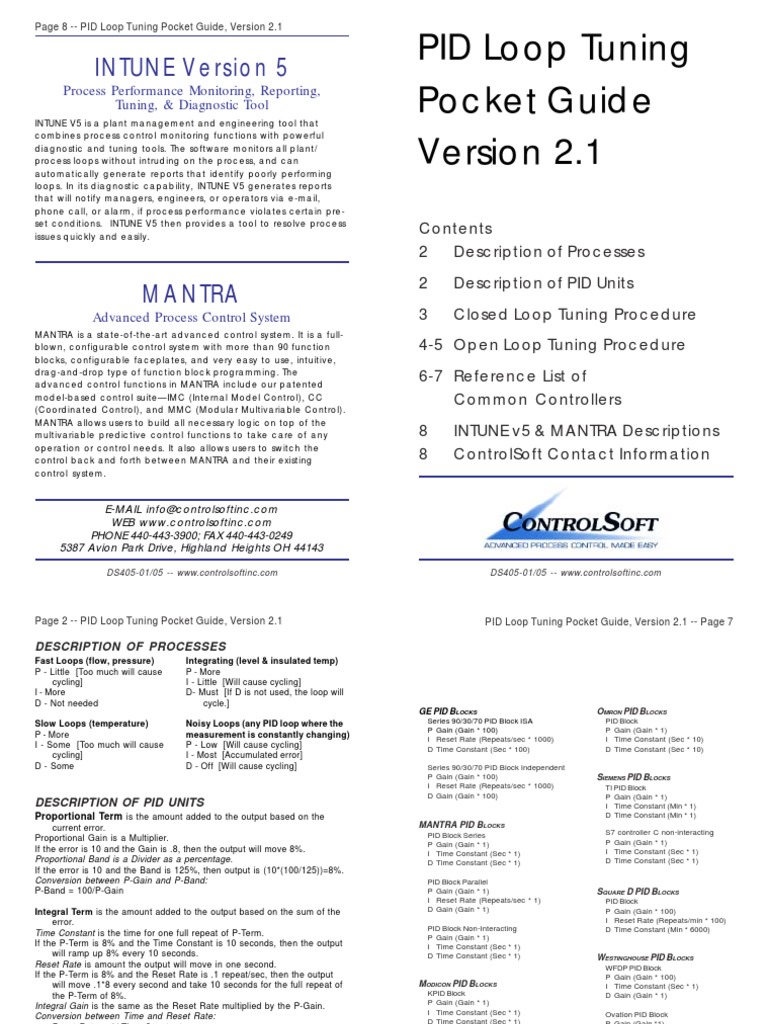 PID Loop Tuning Guide Control Soft DS405v21 020405 | PDF | Control ...