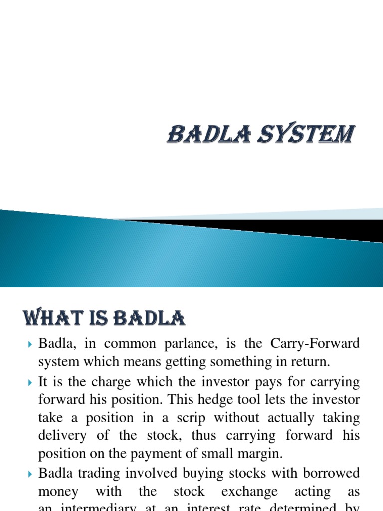Badla System | PDF | Stocks | Futures Contract