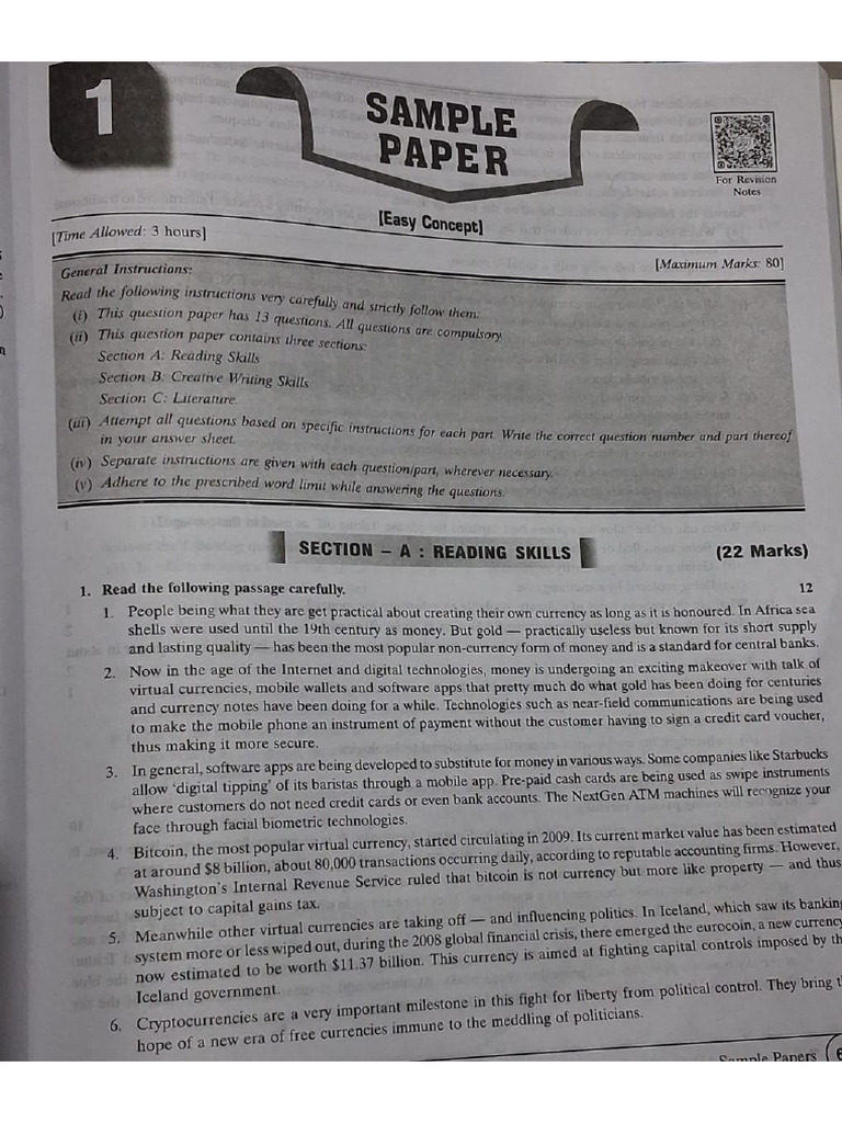 Sample Paper 1 | PDF