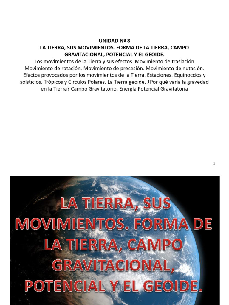 UNIDAD 8 - LA TIERRA, presentación | PDF | Gravedad | Tierra